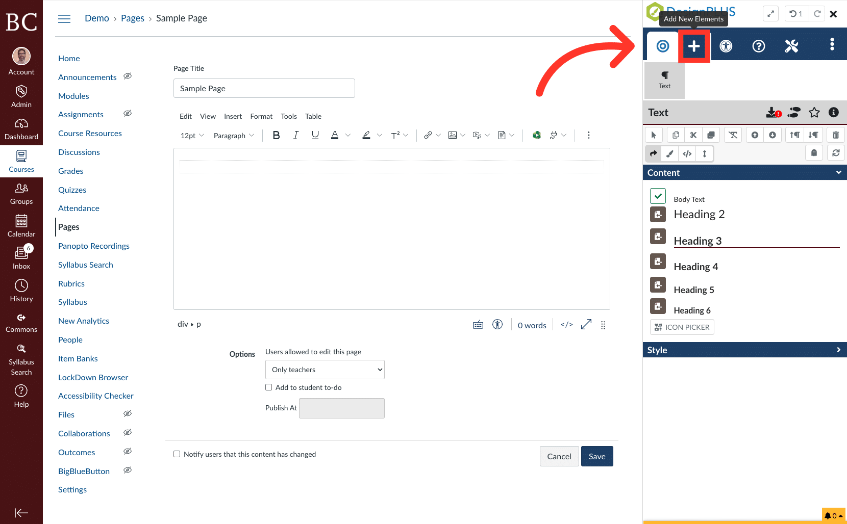 Adding Content from Page Templates – Digital Learning Design Toolkit