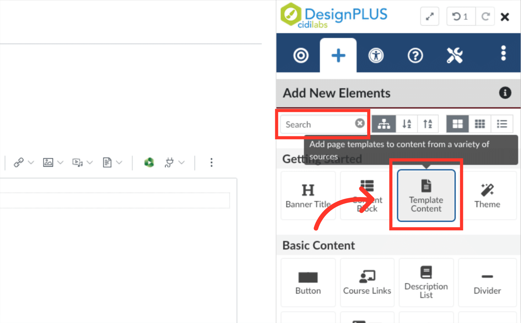 Adding Content from Page Templates - Digital Learning Design Toolkit