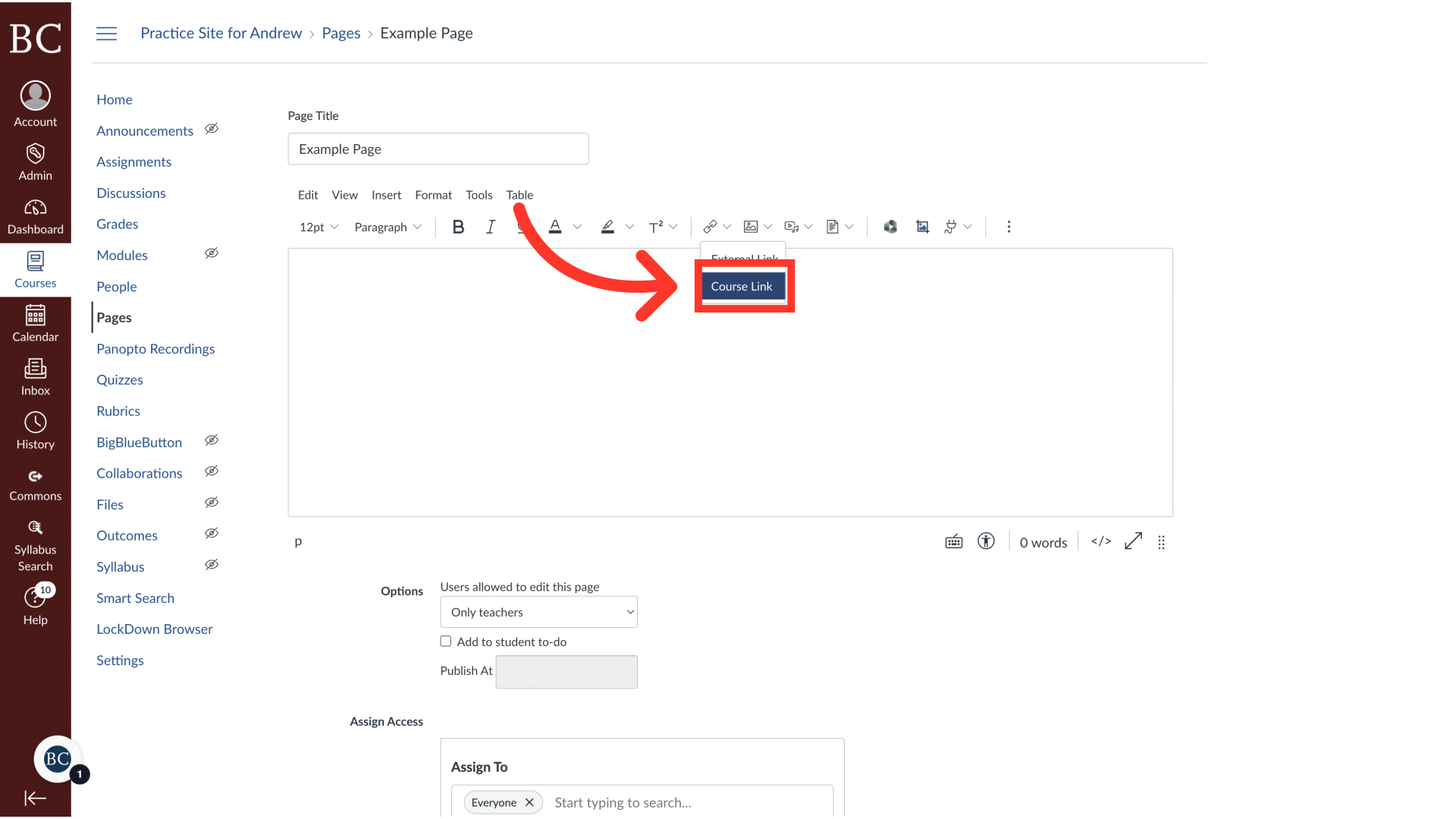 Adding Course Links with the Canvas Rich Content Editor – Digital Learning Design Toolkit