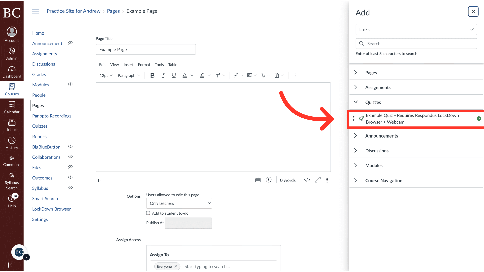 Adding Course Links with the Canvas Rich Content Editor – Digital Learning Design Toolkit
