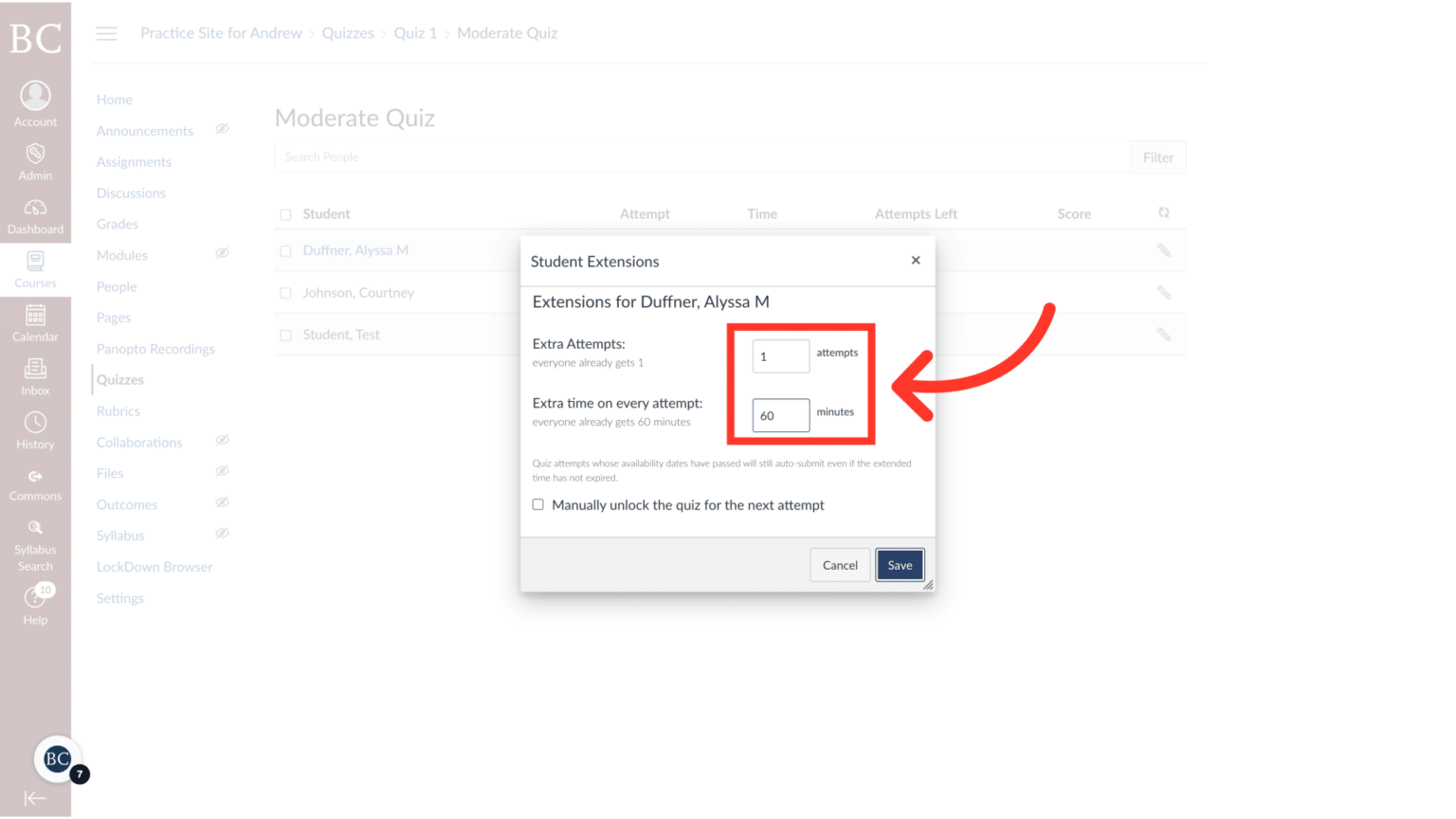Giving Students Extra Time and Attempts with Canvas Classic Quizzes ...
