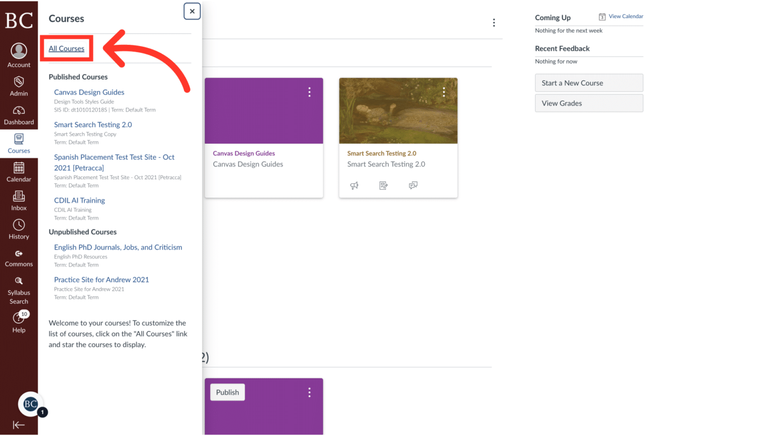 Selecting Which Courses Appear on Your Canvas Dashboard – Digital ...